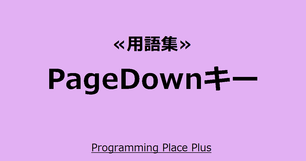 PageDownキー | Programming Place Plus 用語集