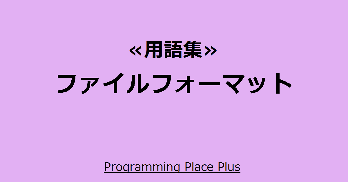 ファイルフォーマット | Programming Place Plus 用語集