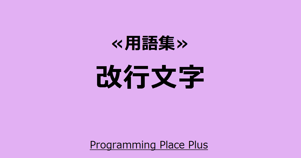 改行文字 Programming Place Plus 用語集