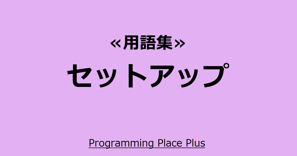セットアップ | Programming Place Plus 用語集
